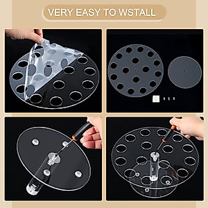 2 Pieces Ice Cream Cone Holder with 100 Pieces Disposable Wood Cones, 16 Holes Food Stand Acrylic Cone Display Stand Hand Roll Sushi Stand Rack for Weddings Baby Showers Birthday Parties Favors