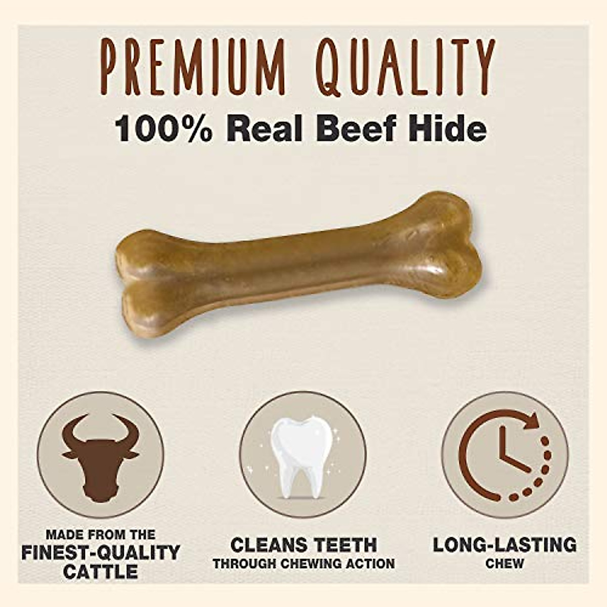 Cadet Premium Grade Pressed Beef Hide Bones 6.5 Inch, 12 Pack