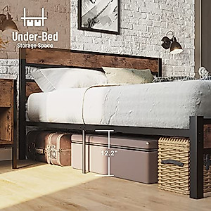 LIKIMIO Queen Bed Frame with Headboard, Platform Metal Bed Frame Queen with 14 Heavy Duty Steel Slats, More Sturdy, Noise-Free, No Box Spring Needed