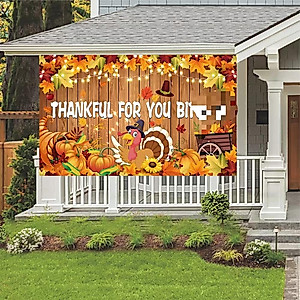 Friendsgiving Party Decorations,Large Friendsgiving Backdrop，Thanksgiving decorations, Thankful for you Banner,Autumn Pumpkin Decoration,Fall Thanksgiving Friends Party Decorations