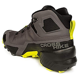 Salomon Cross MID Gore-TEX Hiking Boots for Men, Magnet/Black/Lime Punch, 12