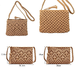 Meyaus Women Small Fringed Cotton Crochet Cross-body Shoulder Bag Bohemian Beach Travel Purse