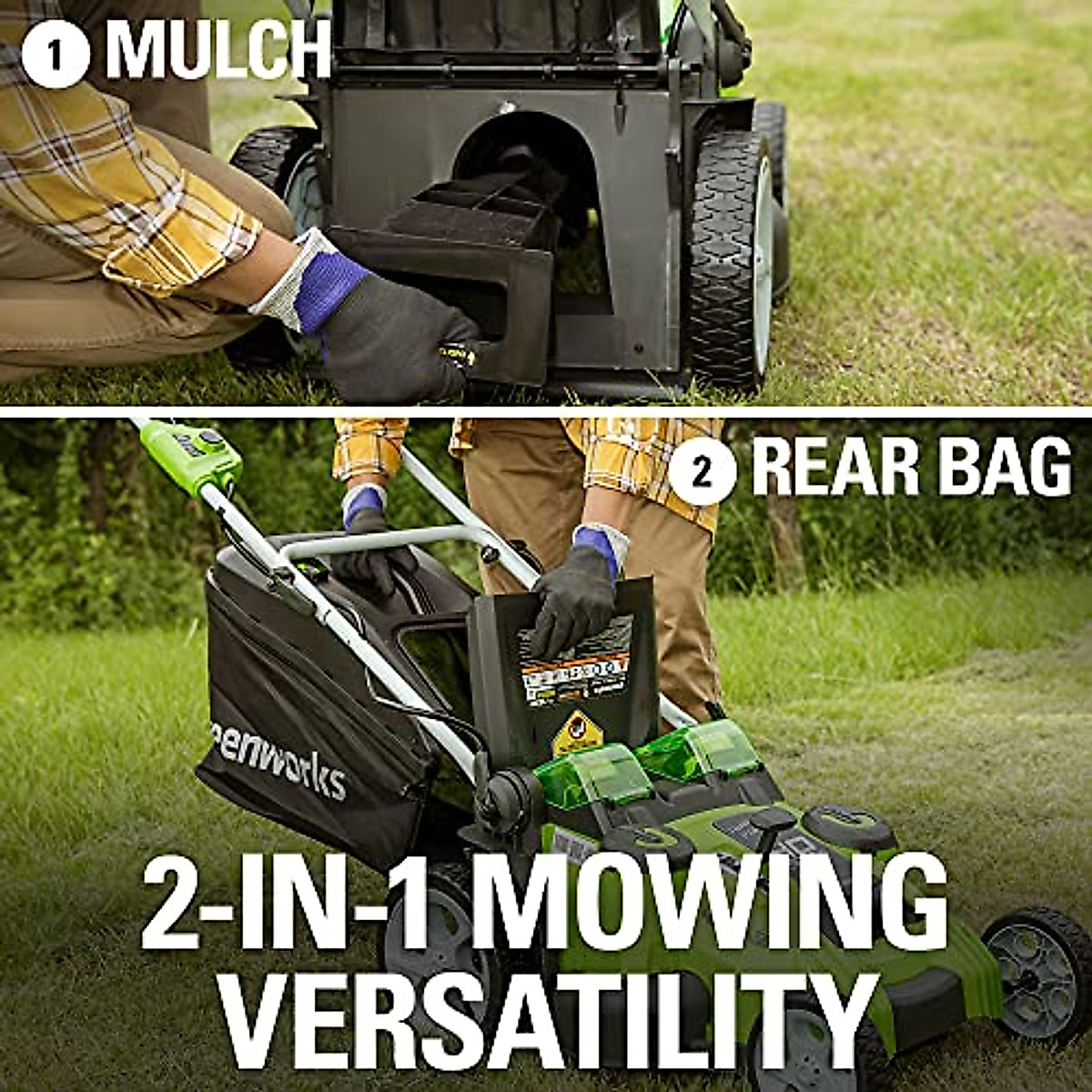 Greenworks 40V 20-Inch Cordless (2-In-1) Push Lawn Mower, 4.0Ah + 2.0Ah Battery and Charger Included 25302