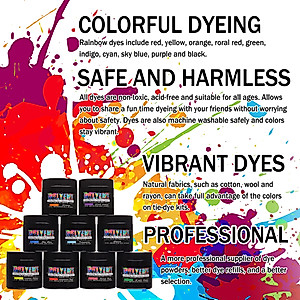 WELYEME Tie Dye Powder Bulk, Fabric Dye Powder 9 Pack, Cold Water Dye Set for Clothes, Tie-Dye Powder Kit