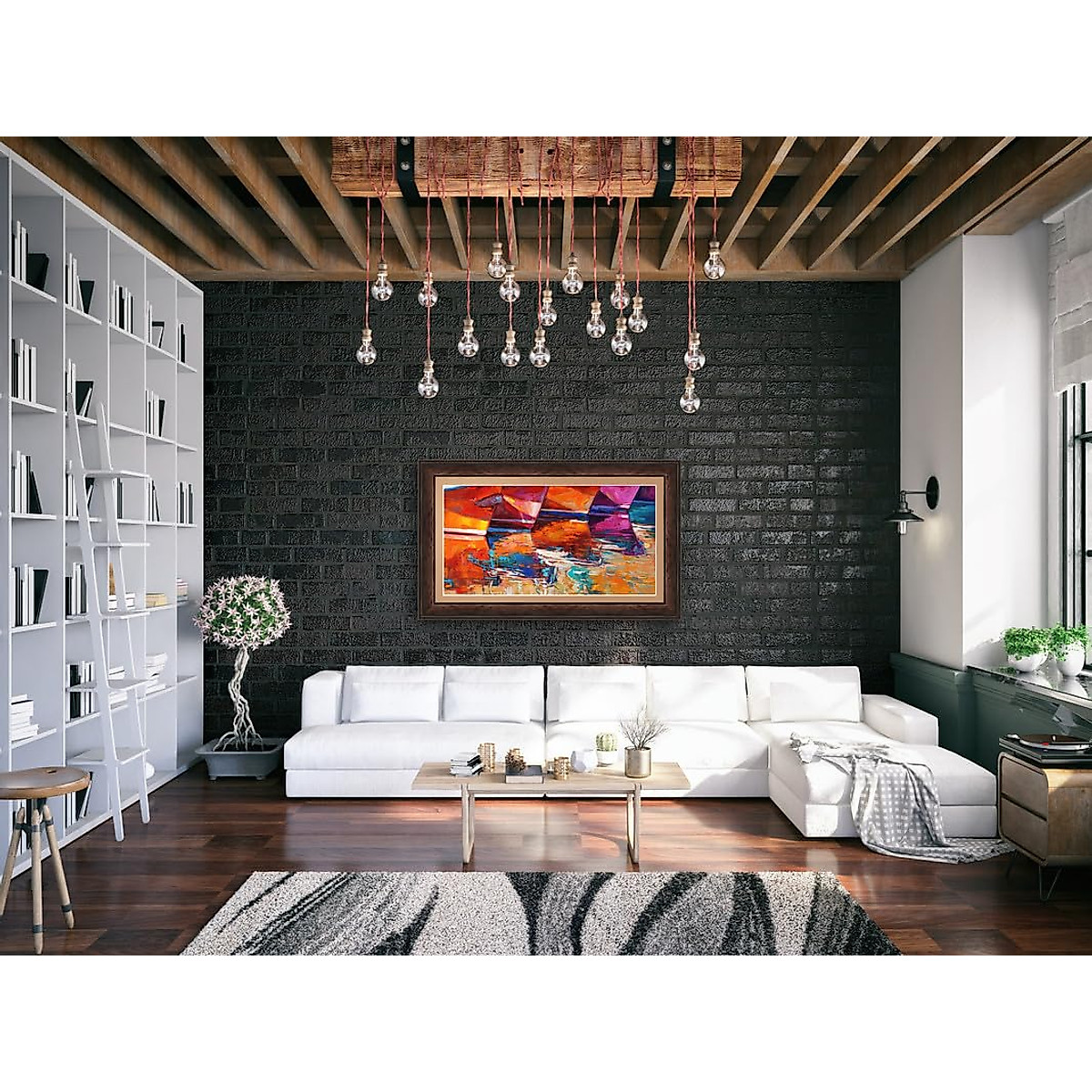 Frame My TV Deco TV Frames - Burlwood Smart Frame Compatible ONLY with Samsung The Frame TV (75", Fits 2021-2025 Frame TV)