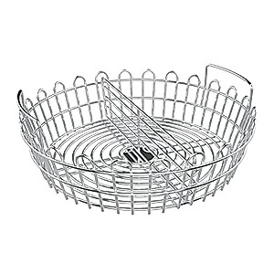 Stainless Steel Charcoal Ash Basket for XL Big Green Egg Kamado Grill, Charcoal Holder with Handles, Grilling Accessory