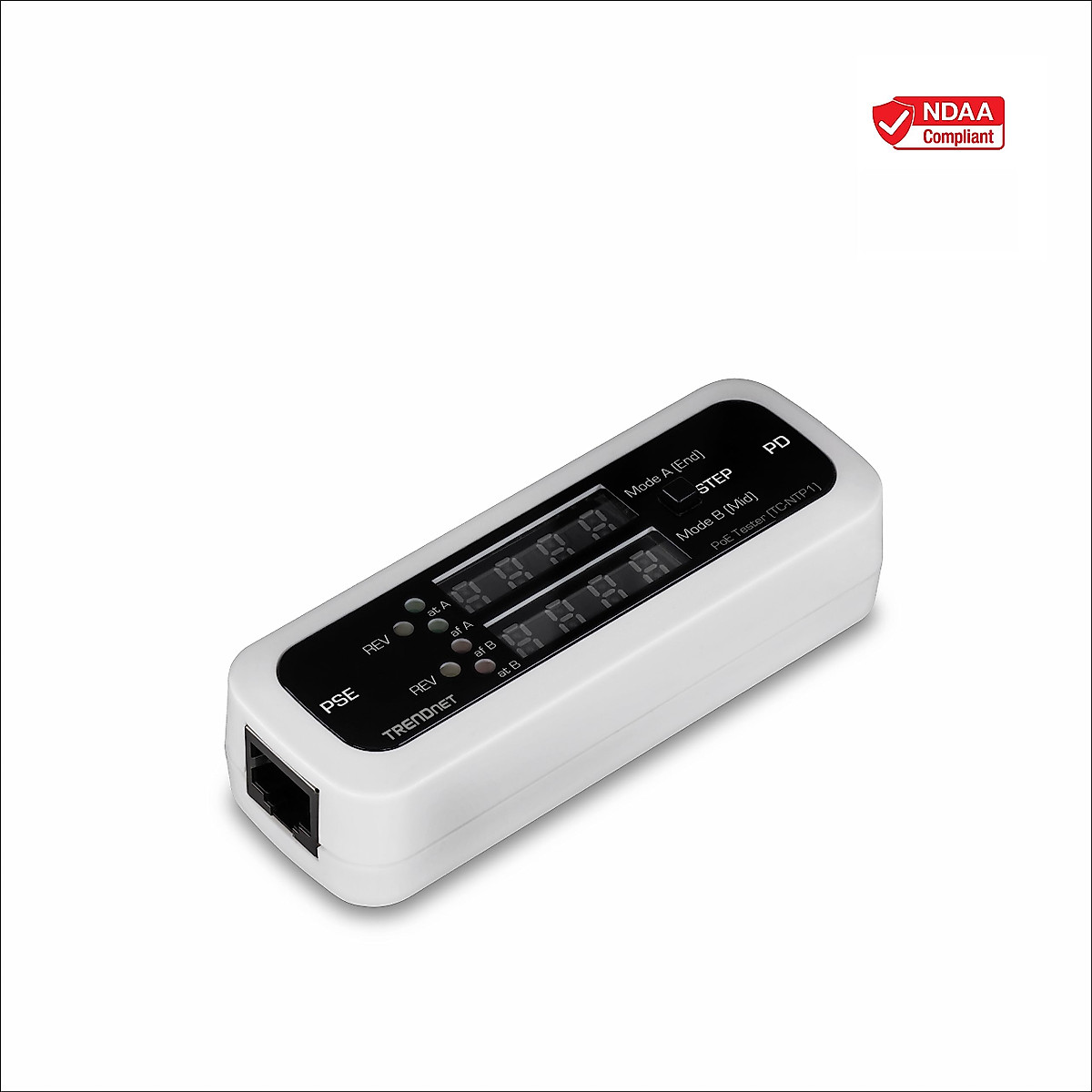 TRENDnet Inline PoE Tester, TC-NTP1, Tests 4PPoE, PoE+, PoE & Passive PoE Technology, Wattage, Voltage, Amperage, Polarity, LED Display, Battery-Free, Troubleshoot PoE Issues, IEEE 802.3af/at/bt
