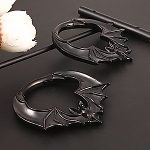 DOEARKO 2PCS Bat Ear Weights for Stretched Ears Gauges Ear Plugs Body Piercing Tunnels 316 Stainless Steel Hypoallergenic Body Jewelry (6G(4mm), Black)