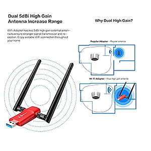 Wireless USB WiFi 6 Adapter for PC - Nineplus 802.11ax 1800Mbps Dual Band 5G/2.4G Antenna PC WiFi Adapter for Desktop Laptop Win11/10, Wireless Adapter for Desktop Computer Network Adapters