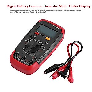 Digital Capacitance Meter Multimeter Professional Capacitor Tester 0.1pF - 20000uF with LCD Backlight and Safety Jacket Max 1999 Display