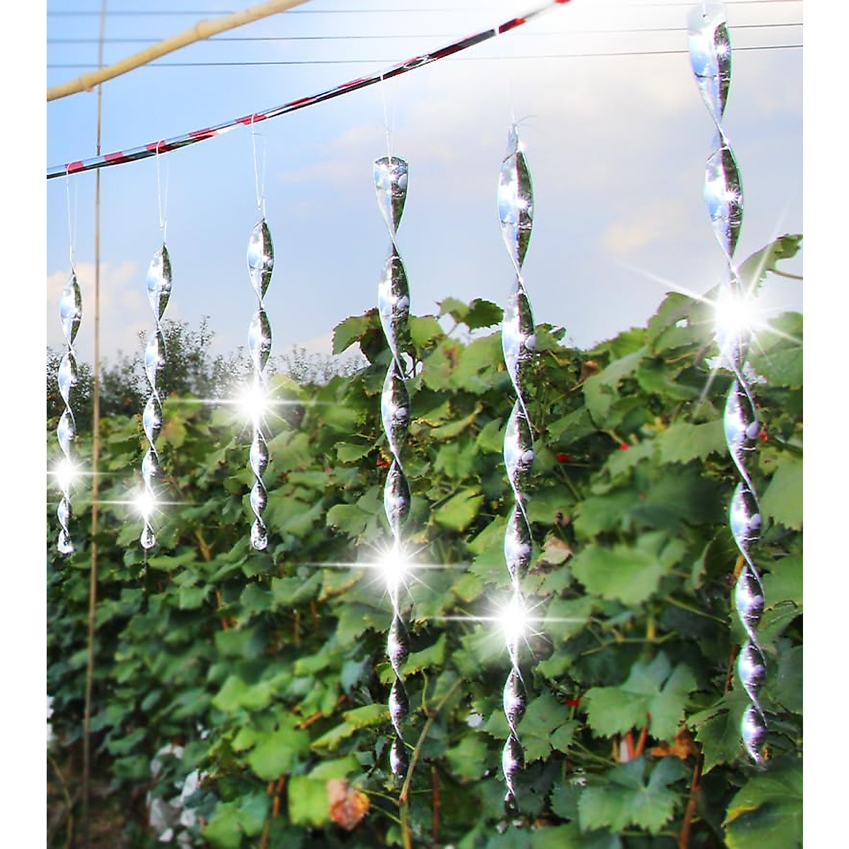 HAISENGO Bird Deterrent Scarer Rods Reflective Outdoor Bird Scarer to Keep Pigeon and Woodpecker Away from Garden or Yard, 11.8 Inches (Silver(10pcs))