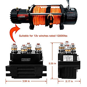 BIGTUR 500A 12V Winch Relay Solenoid Replacement Contactor for 8000-15000lb ATV UTV Truck 4WD 4x4 Winch
