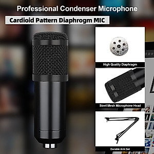 Studio Condenser USB Microphone Computer PC Microphone Kit with Adjustable Scissor Arm Stand Shock Mount, for PC Computer Recording Podcasting YouTube Karaoke Gaming Streaming Teaching Guarda GD100