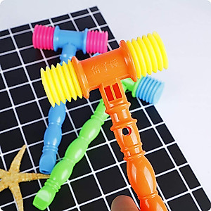 NUOBESTY 12pcs Hammer Pounding Toy Plastic Gavel Squeaky Toy Carnival Hammer with Whistle Music Sound Toys for Birthday April Fools Day Jokes Party Supplies