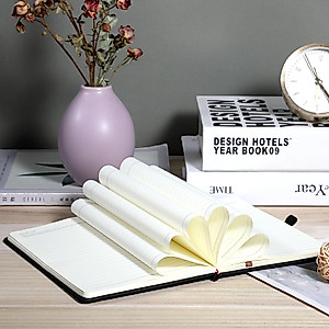 CAGIE Lined Journal Notebook for Work, 196 Pages, Medium 5.7" x 8.3", Hardcover Notebook Journal with Pen Loop, (Black Ruled)