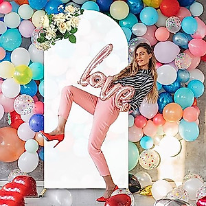 6.6FT Arch Backdrop Cover White Arch Backdrop Stand Covers Fabric Spandex Fit Round Top Backdrop for Wedding Birthday Party Banquet Decoration