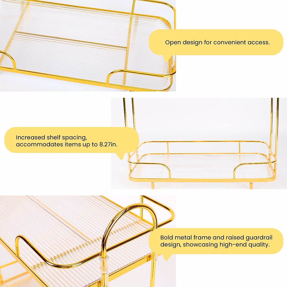 MYXLINK 2 Tier Bathroom Counter Organizer, Luxury Bathroom Organizer Countertop Cosmetic Display Trays for Skincare, Perfume Storage (Gold)