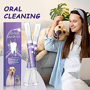 Pet Oral Repair Gel for Dogs, 2024 New Dog Cat Teeth Cleaning Gel for Pet Breath Fresh, Pet Toothbrush Pen for Dental Care (2 PCS)