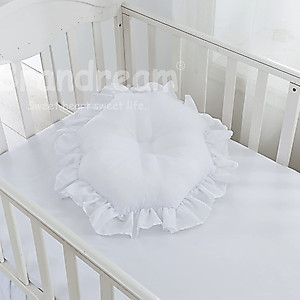 Brandream White Nursery Bedding Farmhouse Girls Crib Bedding Princess Baby Blanket Set 3 Piece, White Fitted Sheet, Ruffle Crib Skirt