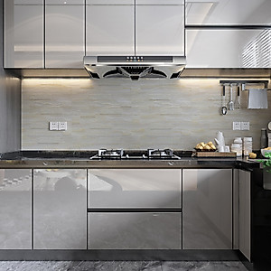 Stoneflex Peel and Stick Self Adhesive 3D Stone Tiles - Stick on Kitchen Backsplash Living Room Office Bathroom Wall Tan White (10 Pack)…