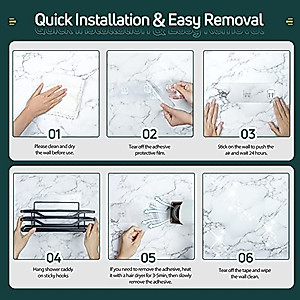 ACMETOP Adhesive Shower Caddy 3-Pack Shower Organizer No Drilling Shower Shelves with 3 Hooks & Soap Holder, Rustproof SUS304 Stainless Steel Bathroom Caddy, Shower Shelf for Inside Shower