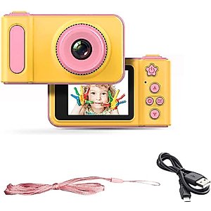 eDealz Full 1080P Kids Selfie HD Compact Digital Photo and Video Rechargeable Camera with 2" LCD Screen, Video Games and Micro USB Charging (Pink, Camera Only)