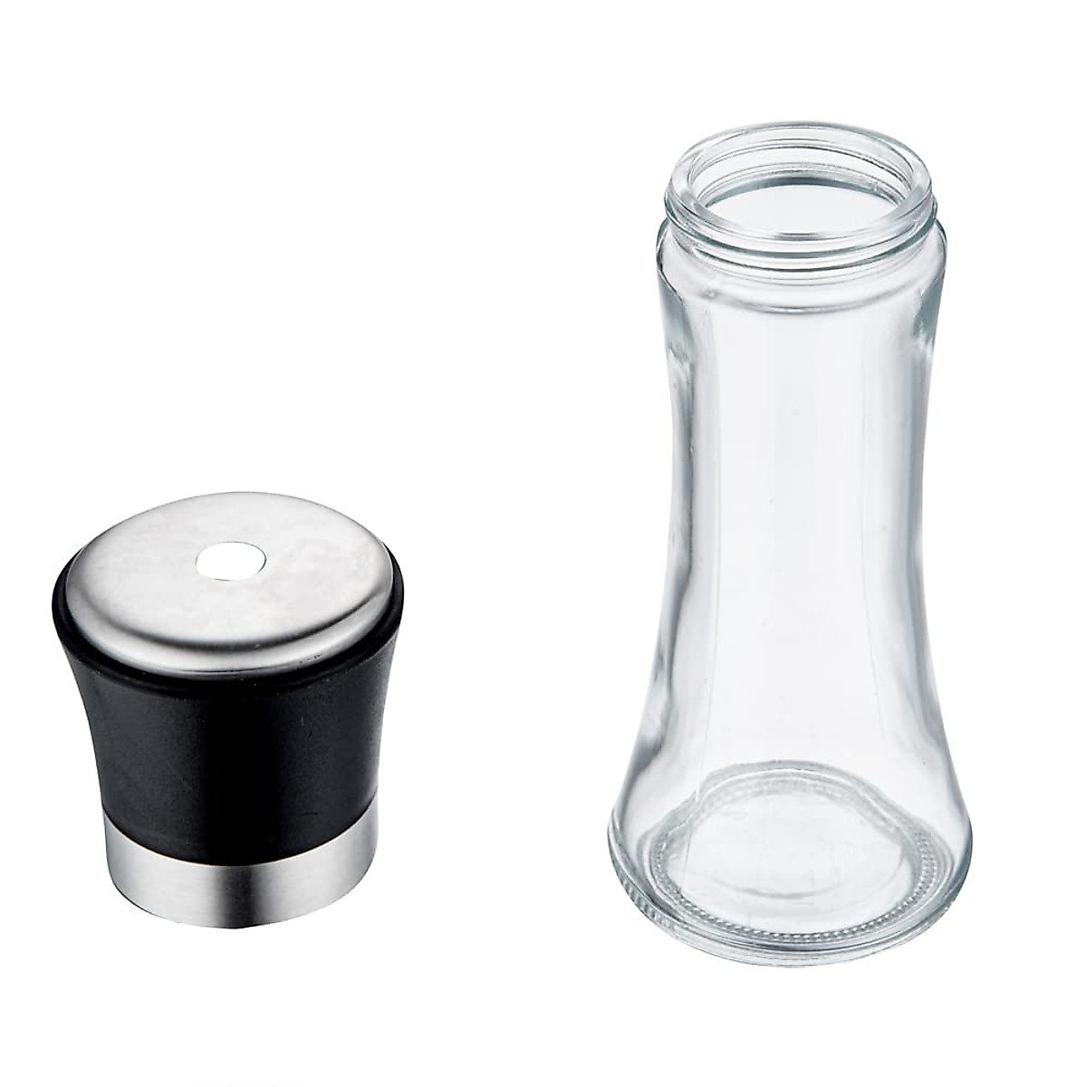 Restaurantware Vetri 6.3 Ounce Sugar Dispenser 1 Pouring Spout Sugar Shaker Dispenser - Black Lid Clear Finish Glass Sugar Pourer Refillable Dishwashable