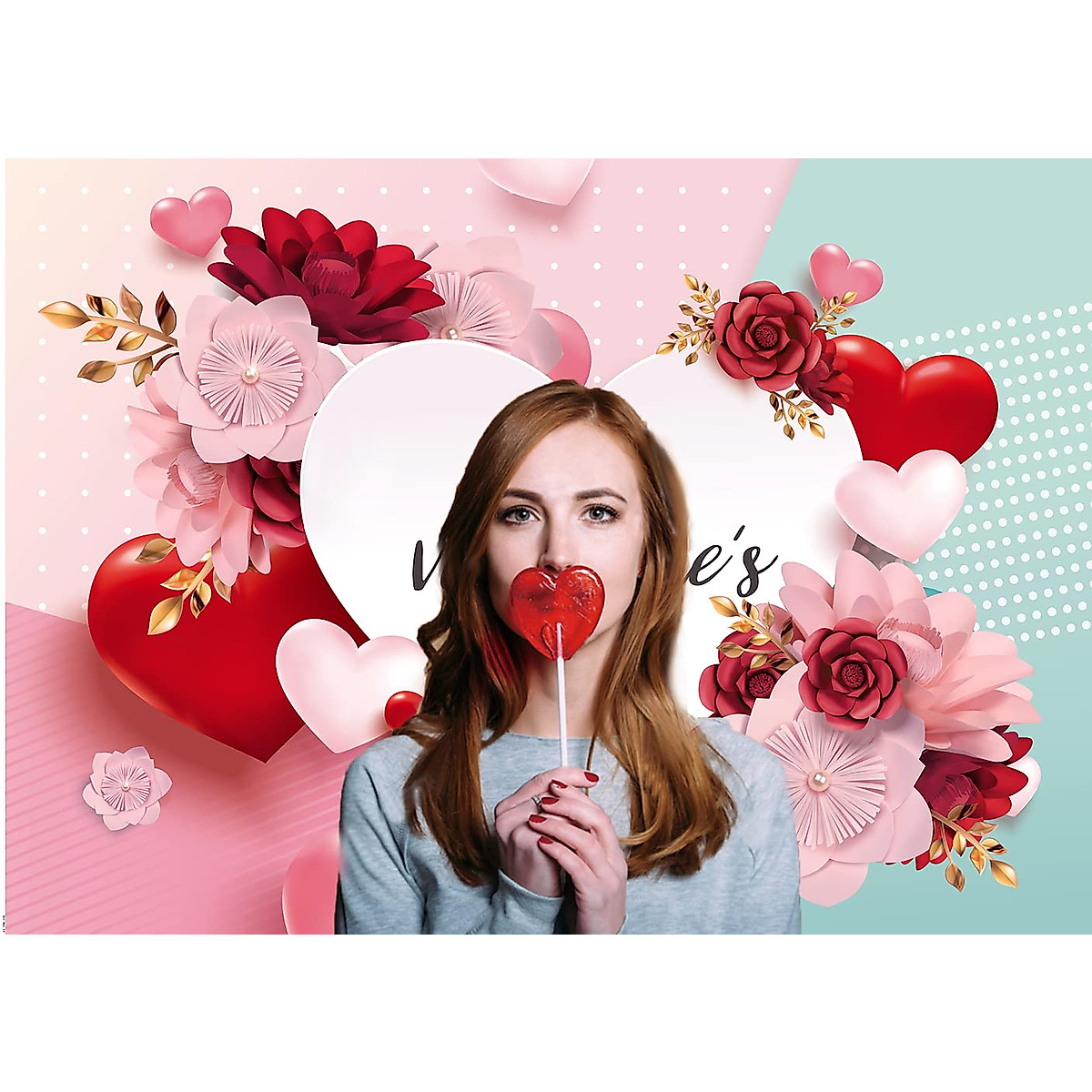 CHAIYA 7X5ft Valentine's Day Photography Backdrop Flower Love Heart Background Wedding Bridal Shower Party Decor Banner Valentine's Day Party Decoration CY-198