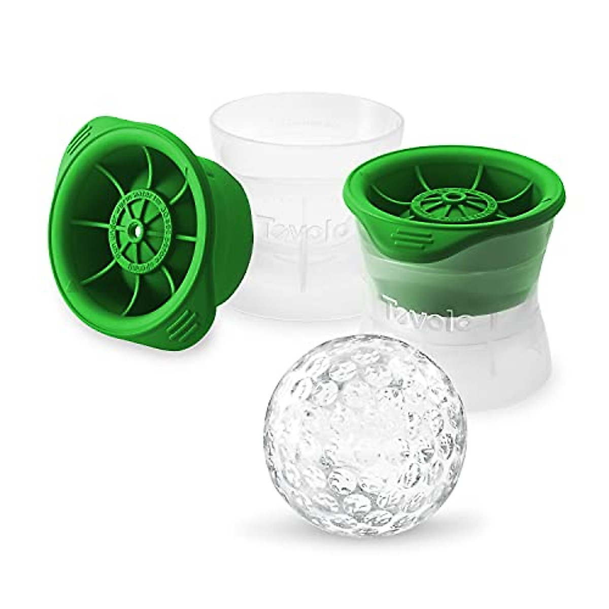 Tovolo Golf Ball Ice Molds, Set of 2 Golf Ball-Shaped Ice Sphere Molds, Stackable Sports Ice Molds, Sports-Themed Ice Makers, Giftable Sports Whiskey Ice Ball Molds, BPA-Free & Dishwasher-Safe