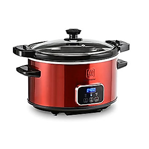 Toastmaster 4-Quart Digital Slow Cooker with Locking Lid (Red)