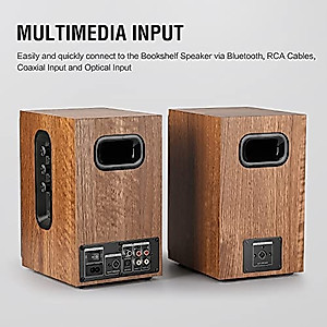 1 BY ONE Bluetooth Bookshelf Speakers, Powered Speakers with 2-Way Active Crossover, 60 Watts RMS, 100 Watts Peak Power, Active Bookshelf Speakers with Bluetooth/RCA x 2/Coaxial/Optical