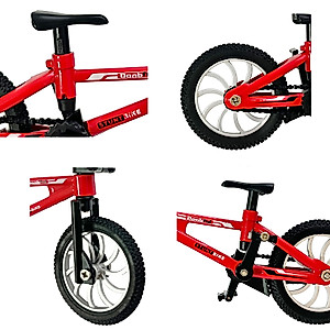Metal Finger Bike Mountain Bike Toys Functional Kids Finger Bicycle Mini Finger BMX Set Gift for Kid (Red)