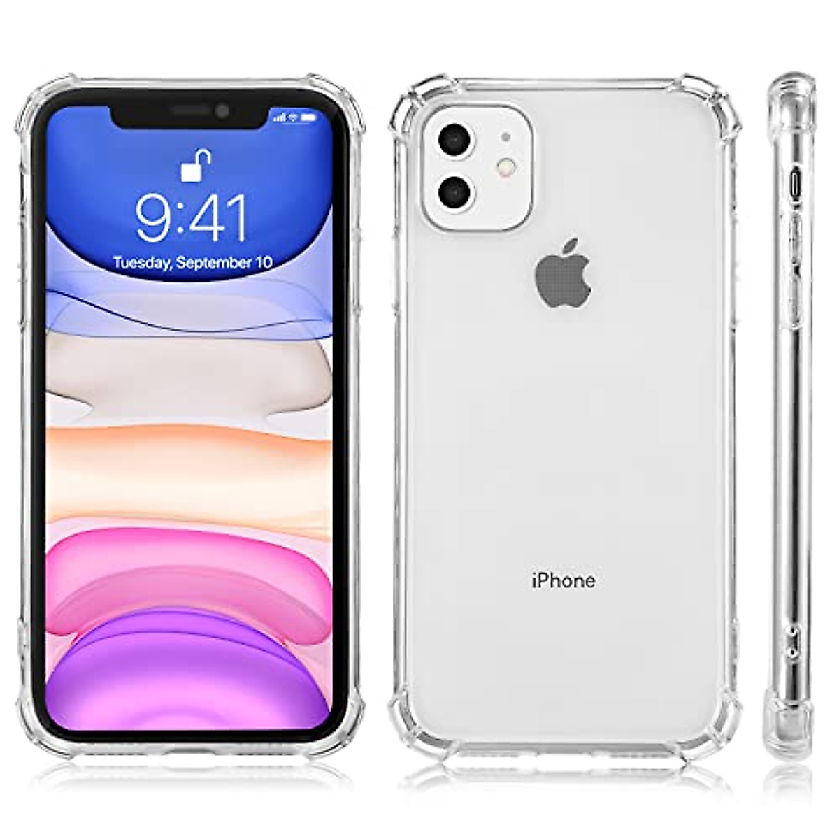 iPhone 11 Case, Shockproof Ultra Slim Fit Silicone Transparent Cover TPU Soft Gel Rubber Cover Shock Resistance Protective Back Bumper for Apple iPhone 11 Clear
