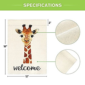 AVOIN Giraffe Garden Flag Vertical Double Sided, Pet Welcome Quote Birthday Yard Outdoor Decoration 12.5 x 18 Inch