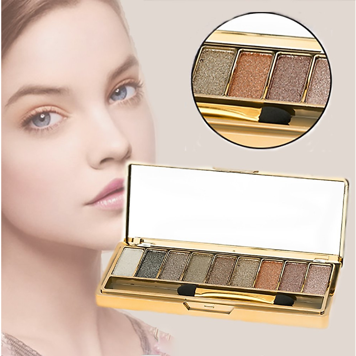 Sparkle Eyeshadow Palette&9 Colors Shimmer Makeup Palette & Cosmetic Brush Set &Gold Glitter, Highly Shining Pigmented Diamond &9 Color Eyeshadow 6# (1pc)