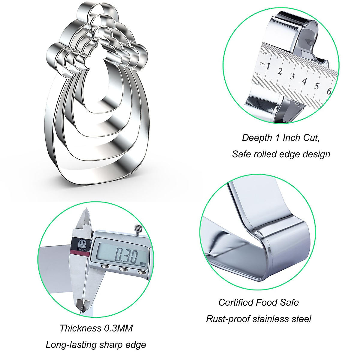 Baby Bottle Cookie Cutter Set for Baby Shower Baking, 5/4/3/2 inch, 4 Piece, Stainless Steel