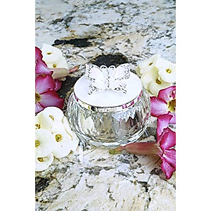 VI N VI White Pink Butterfly Jewelry Box Trinket Box Petite | Hand Painted Decorative Jewelry Display, Holder, and Organizer