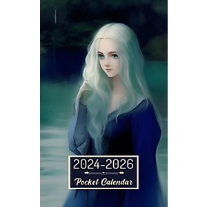 Pocket Calendar 2024-2026: Two-Year Monthly Planner for Purse , 36 Months from January 2024 to December 2026 | Classic art | Young elf with platinum hair