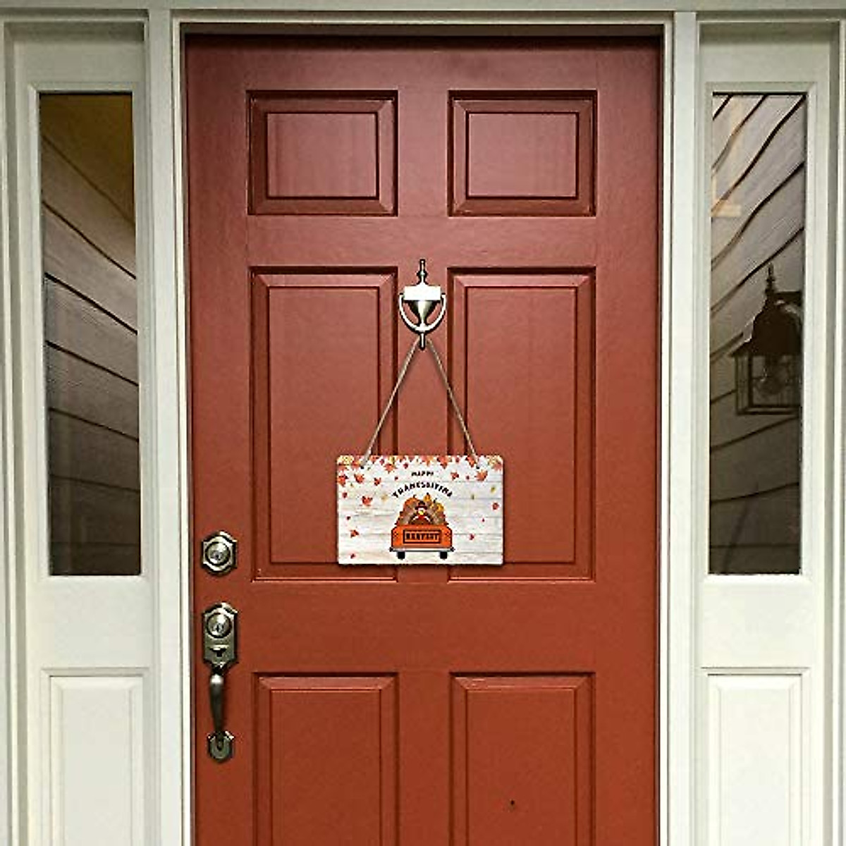 Welcome Wall Hanging Sign- Happy Thanksgiving Harvest Truck Turkey Slate Hanging Plaques for Front Door Porch Window Farmhouse Garden 5.1" x 7.9" Wall Home Decor