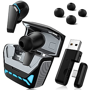 Jelanry Wireless Gaming Earbuds, 2.4G Dongle & Bluetooth 22ms Low Latency, for PC PS4 PS5 Switch USB C in Ear Headphones w/Mic Earbuds Headset for Samsung S23 S22 S21 Fold 4 iPhone 14 13 12 iPad Pro