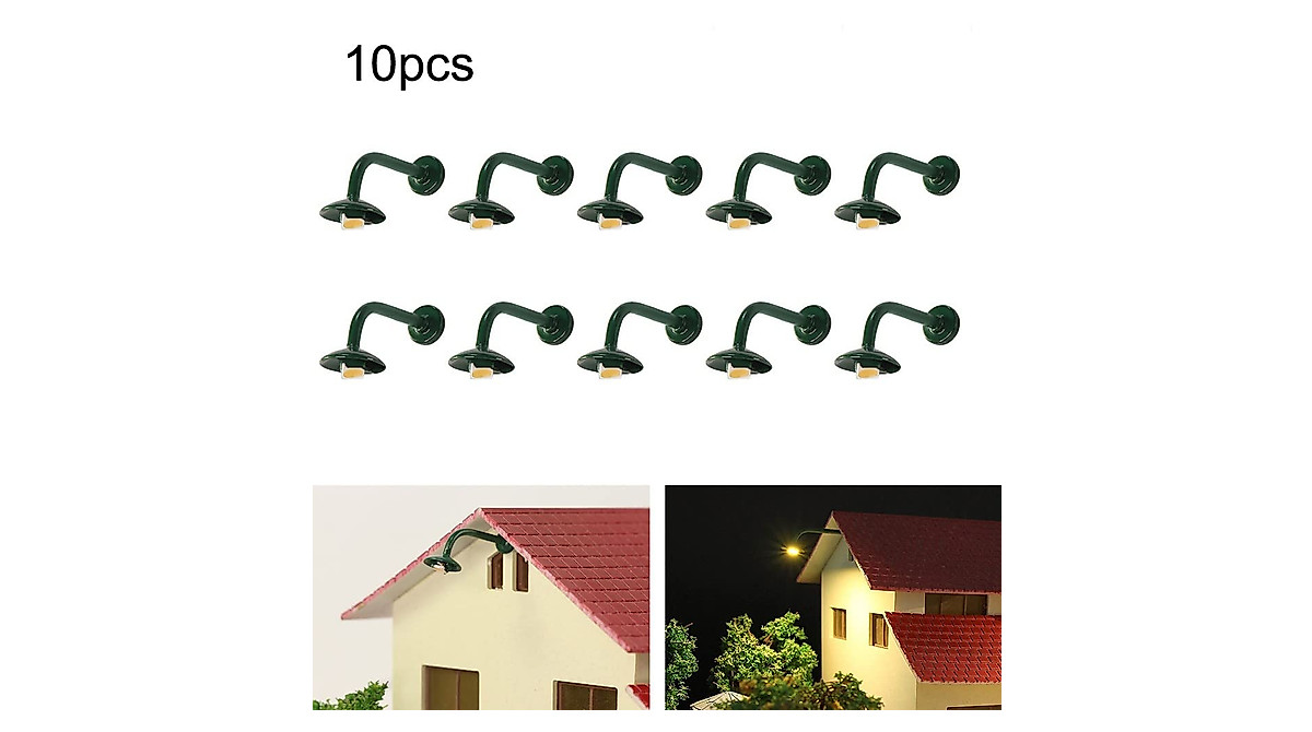 10pcs HO Scale LED Wall Goose Neck Lamps for Model Railway
