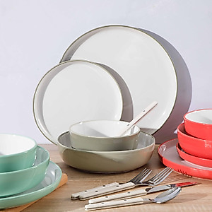 Sur La Table Kitchen Essentials 20 Piece Flatware Silverware Set - Stainless Steel Utensils - Forks, Spoons, Knives - Linen