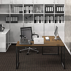 SHW Home Office 55-Inch Large L Shaped Corner Desk, 24" Deep, Walnut