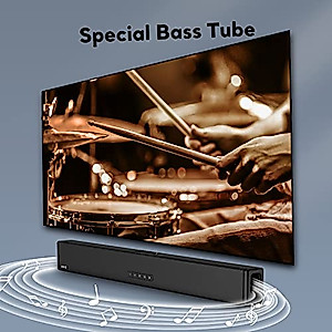 Sound Bars for TV, OXS 4 Speakers TV Sound Bar, Deep Bass, Bluetooth 5.0 Compact Soundbar, 80 Watts, Easy Setup with Mount Kit, 3D Surround Stereo Sound for Home Theater