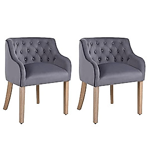 Home Office Desk Chair Set of 2, Faux Leather Modern Height Adjustable Task Chair with Armrest, Back and Wheels for Living Room Study Room and Bedroom, Light Grey Vanity Chair
