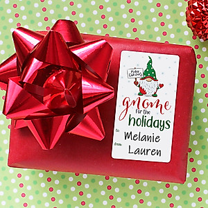 Christmas Gnome Gift Tags, Peel and Stick Christmas Gift Tags, Gnome Christmas Wrapping Paper Supplies - 75 Gift Wrap Tags
