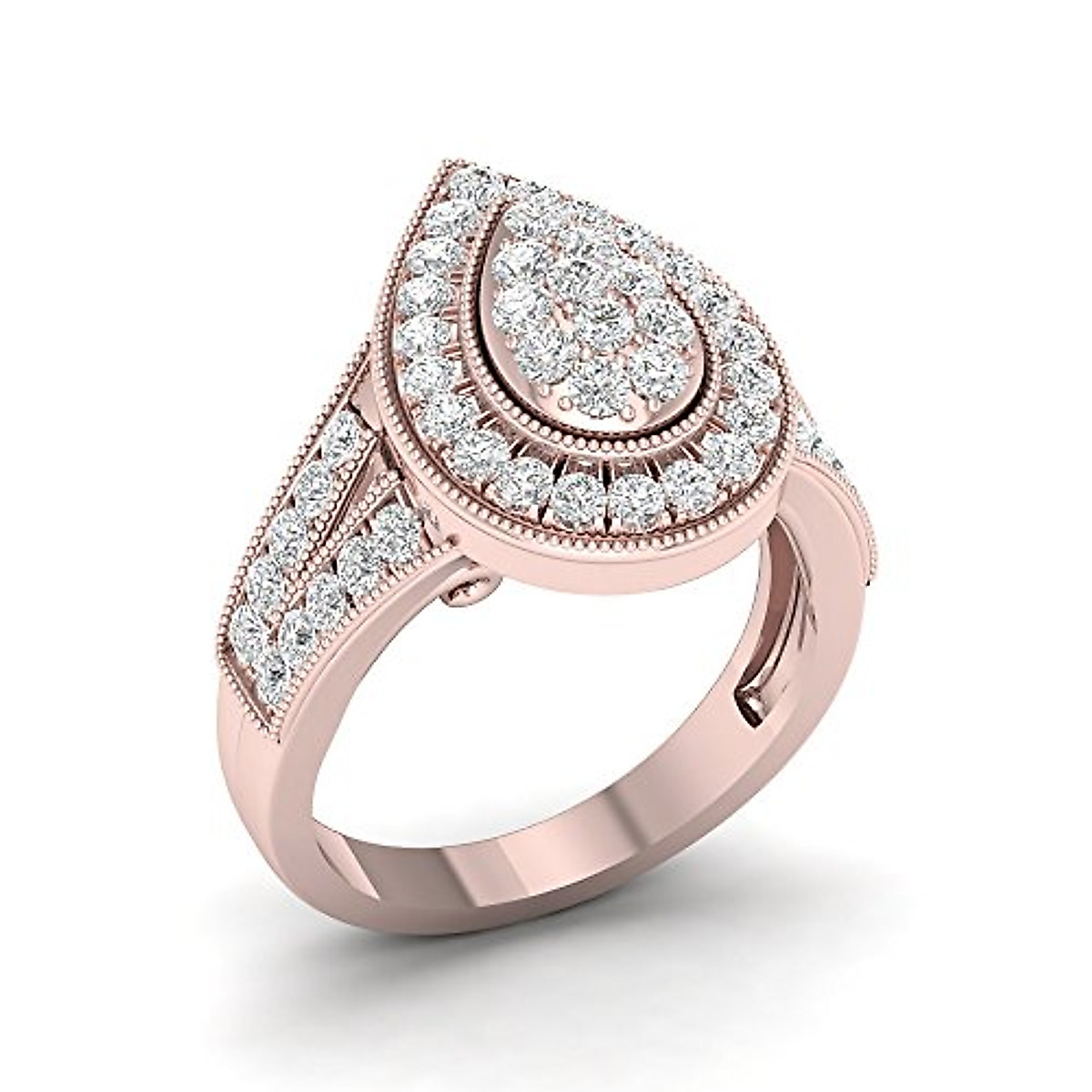 Diamond2Deal 14K Rose Gold Diamond Engagement Wedding Ring Size 8.5 (1ct, Clarity SI2, Color H-I)