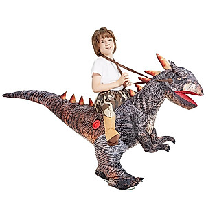 GOOSH Inflatable Dinosaur Costume Riding Stegosaurus for Kids Halloween Costumes Boys Girls 48IN Funny Blow up Costume for Halloween Party Cosplay(4-6 Yrs)