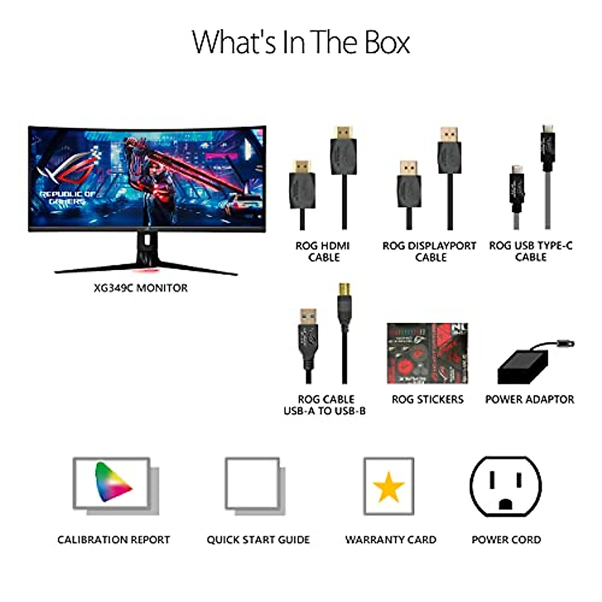 ASUS ROG Strix 34” Gaming Monitor (XG349C) - UWQHD (3440 x 1440), 180Hz, 1ms, Extreme Low Motion Blur Sync, 135% sRGB, G-Sync Compatible, DisplayHDR 400, Eye Care, USB-C, DisplayPort, HDMI, Black