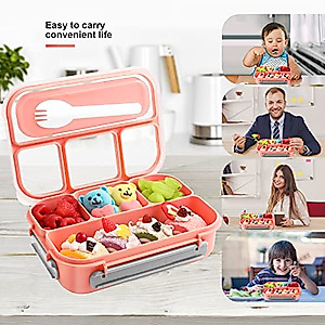 Lunch Box/ Containers for Adults/Kids/Toddler,1300ML-4 Compartment Bento Box,Microwave & Dishwasher & Freezer Safe, BPA Free (Pink)